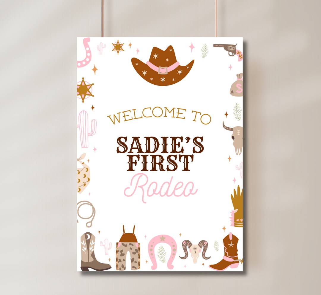 EDITABLE My First Rodeo Birthday Party Signs Cowboy Welcome Sign ...