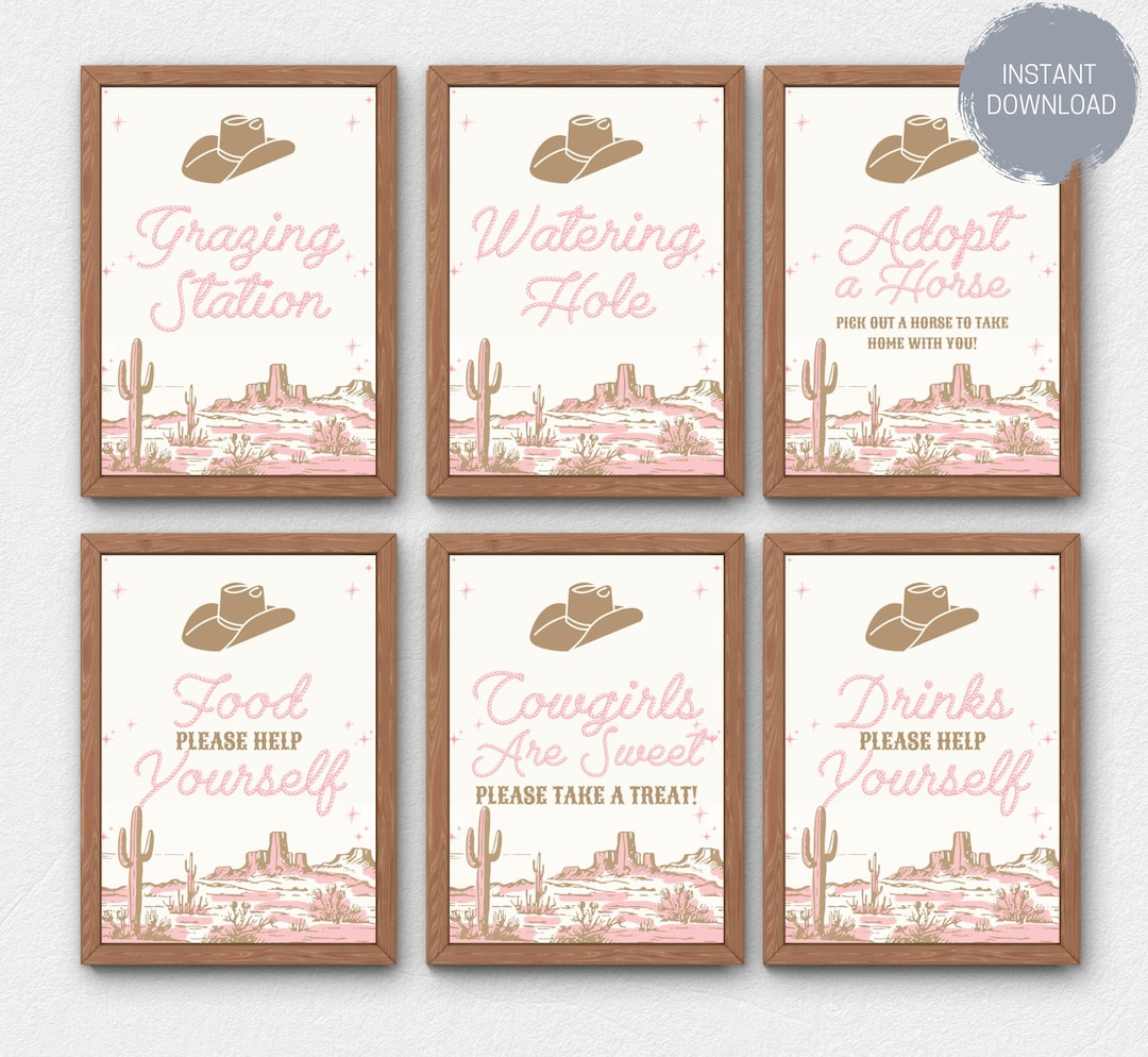 Editable My First Rodeo Party Signs, Watering Hole Sign, Western Table ...