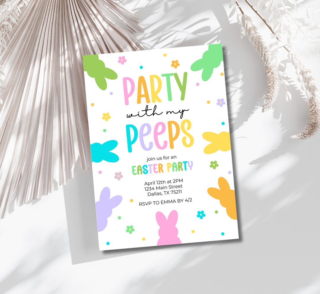 Editable Party With My Peeps Easter Party Invitation, Happy Rabbit ...