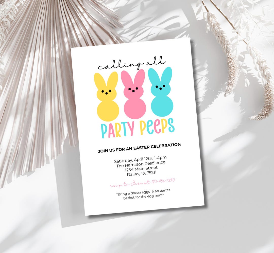 Editable Easter Egg Hunt Invitation Party With My Peeps Hop on Over ...