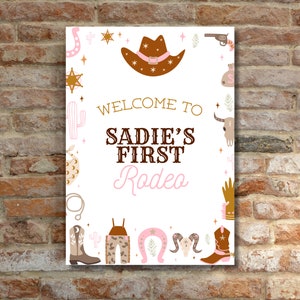 EDITABLE My First Rodeo Birthday Party Signs Cowboy Welcome Sign ...