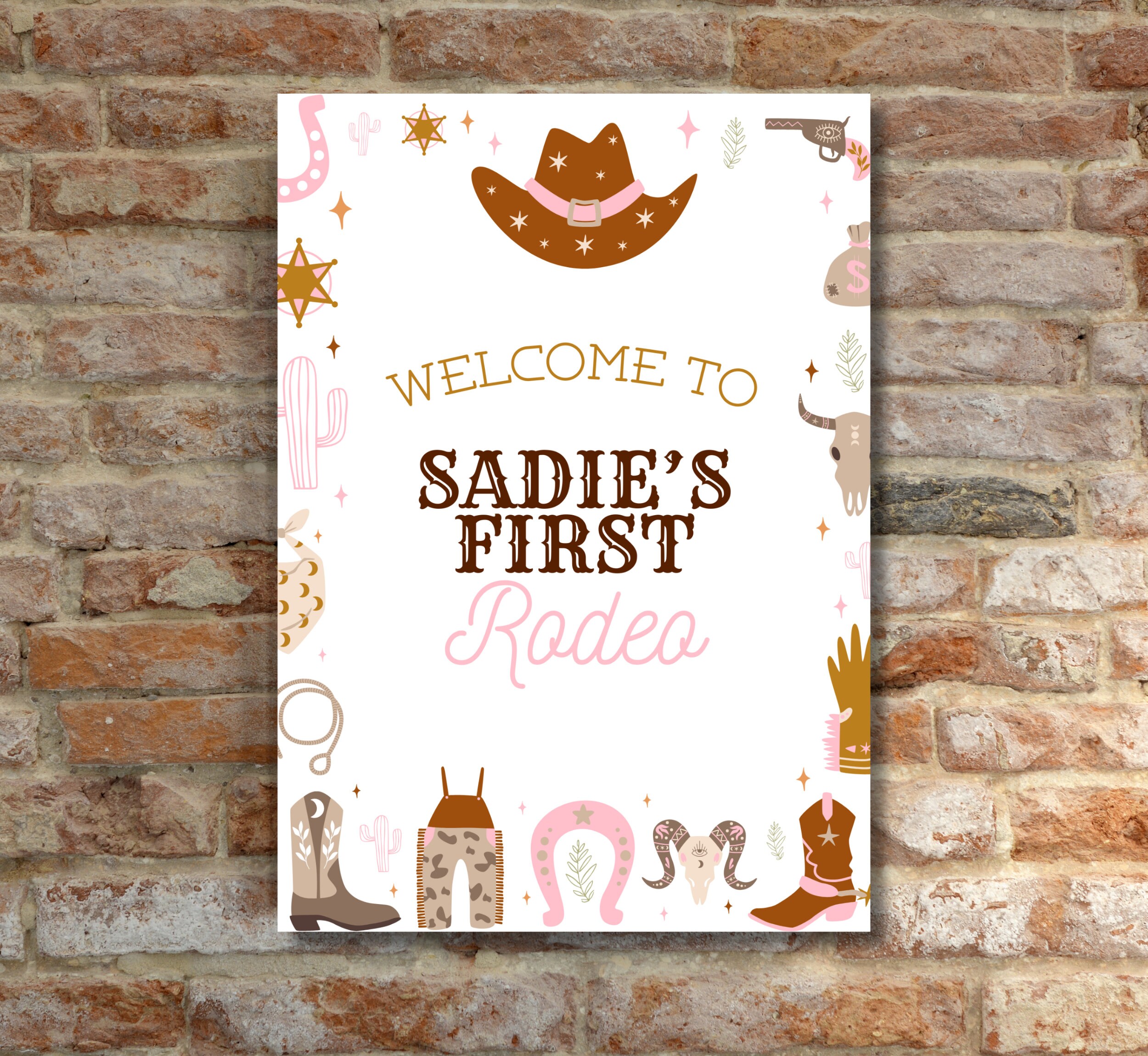 EDITABLE My First Rodeo Birthday Party Signs Cowboy Welcome - Etsy