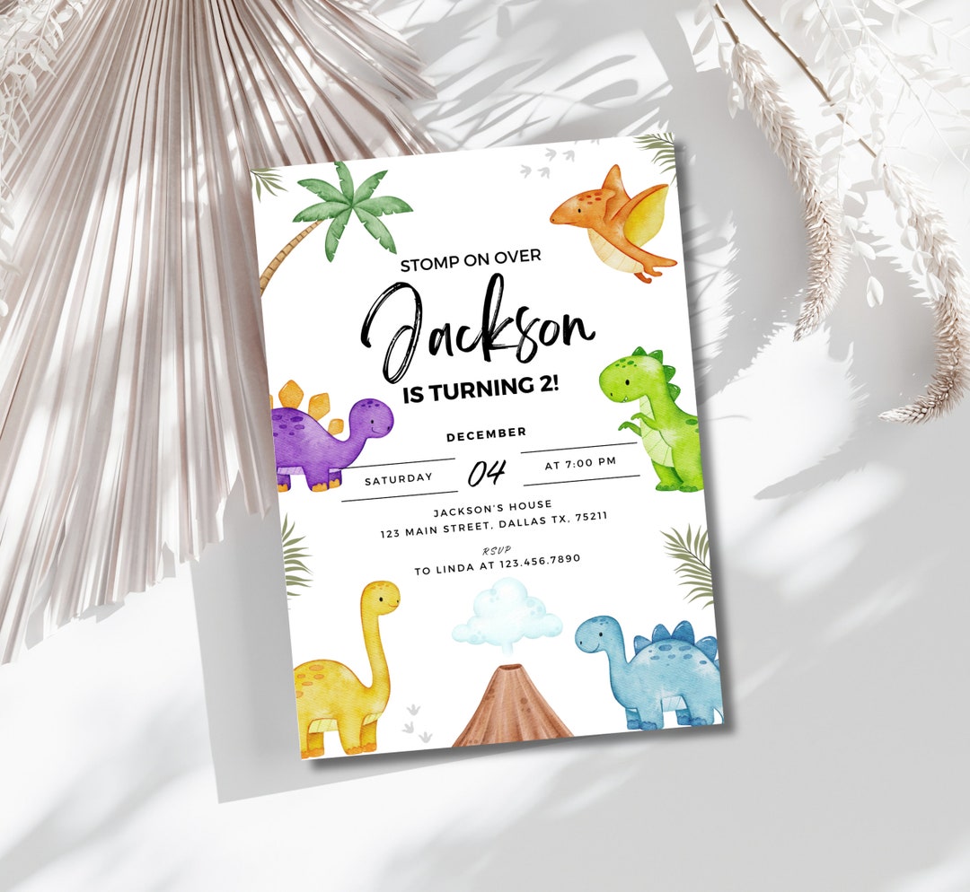 Editable Dinosaur Birthday Invitation, Modern Dinosaur Boy Birthday ...