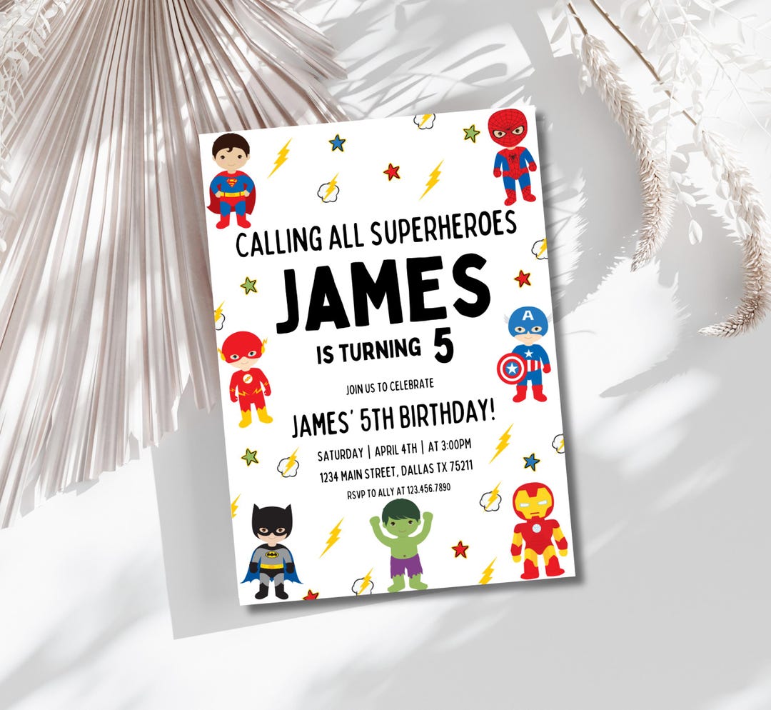 Editable Superhero Birthday Invitation Template, Calling All ...