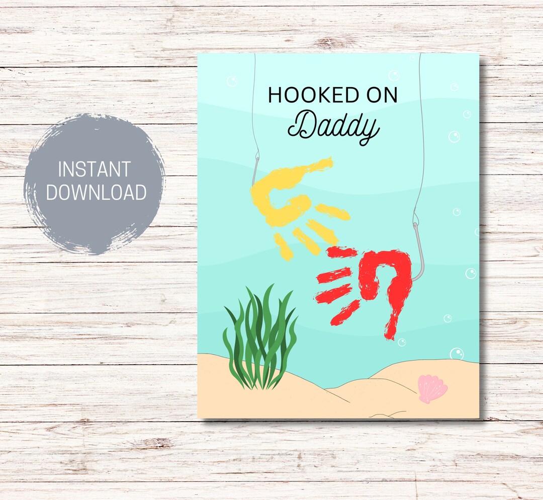 Father's Day HOOKED ON DADDY Template, Digital Download, Kids Craft ...