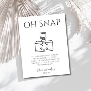 Editable Oh Snap Wedding Sign Disposable Camera Sign Can't Wait to See ...