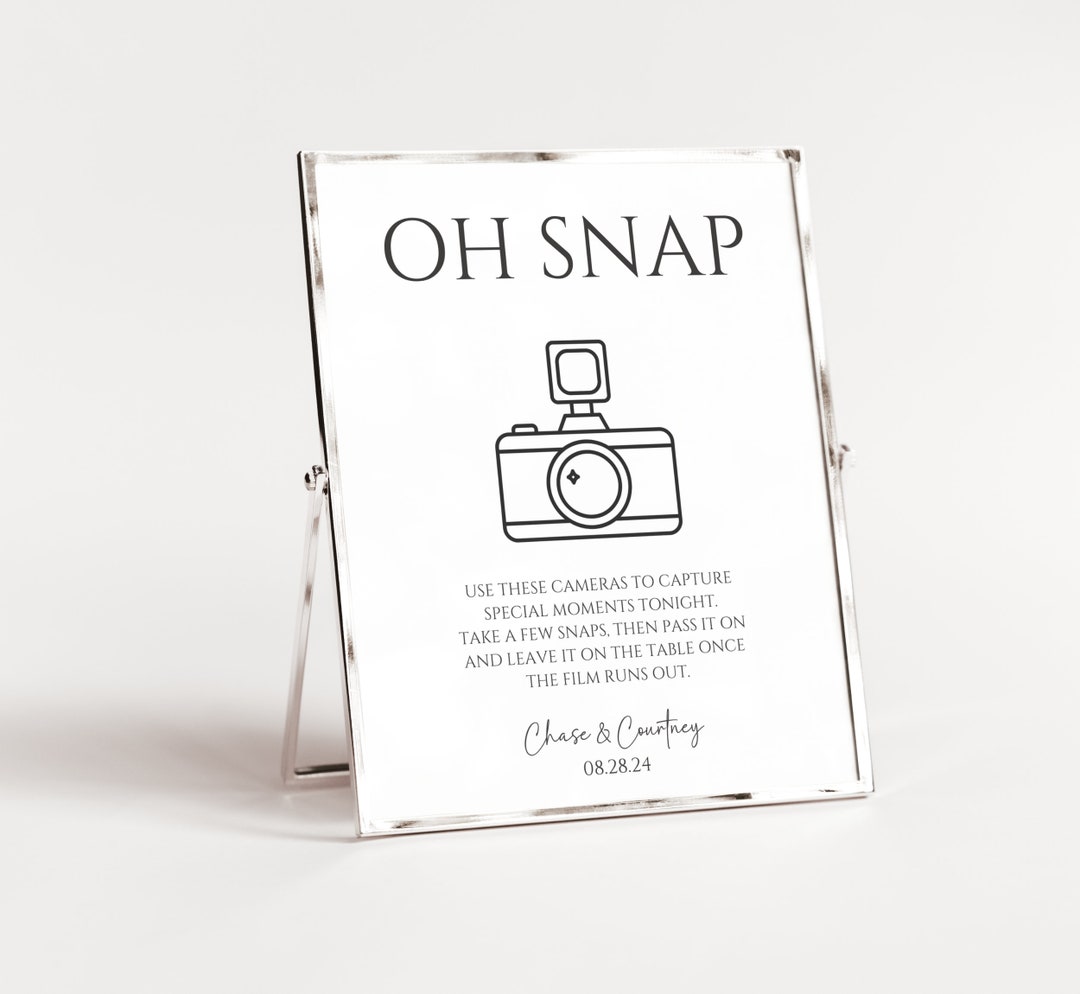 Editable Oh Snap Wedding Sign Disposable Camera Sign Can't Wait to See ...