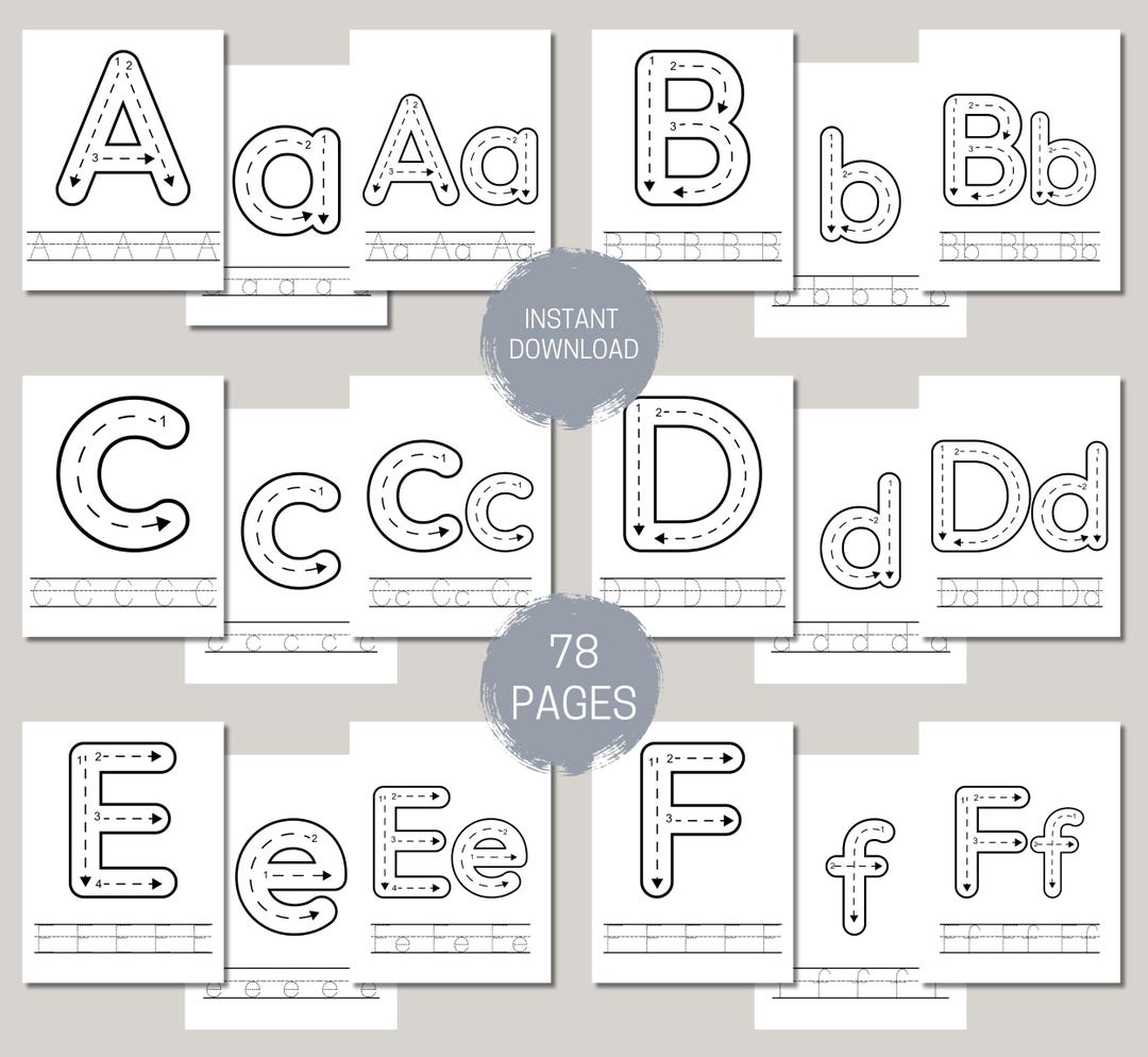 Uppercase Lowercase Alphabet Tracing Worksheets, Printable Preschool ...