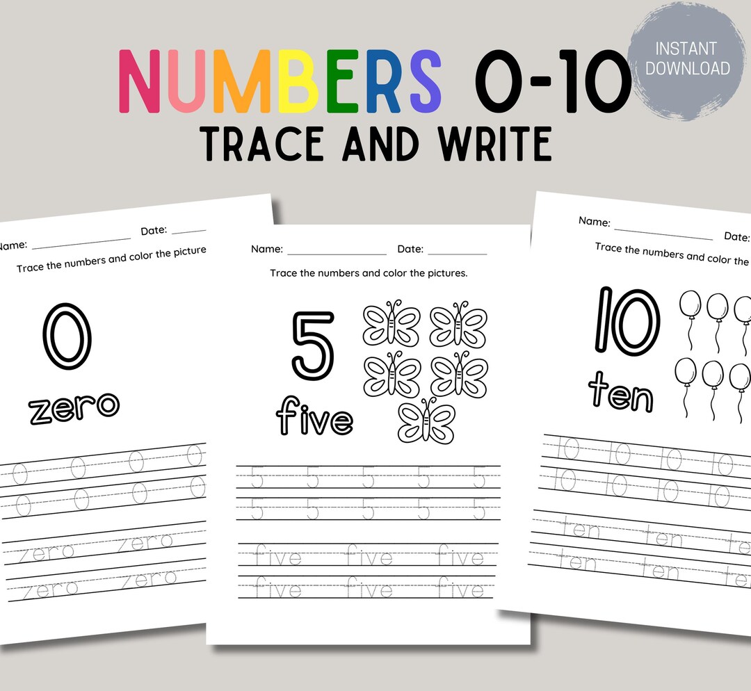 10 Number Tracing Worksheets, Traceable Numbers, Preschool Worksheets ...