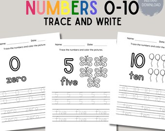 10 Number Tracing Worksheets, Traceable Numbers, Preschool Worksheets ...