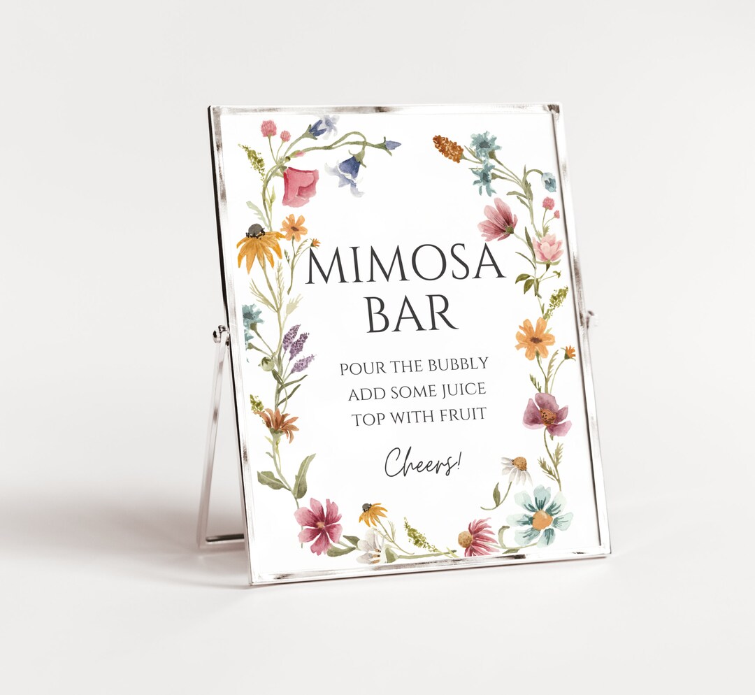 Wildflower Mimosa Bar Sign, Printable Mimosa Bar Sign, Floral Mimosa ...
