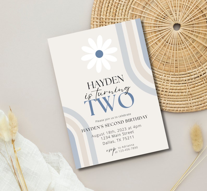 Editable Daisy Birthday Invitation, Daises First Birthday, Boho Daisy ...