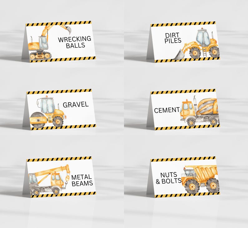 Dig in Construction Birthday Party Signs Bundle (NOT Editable), Digger ...