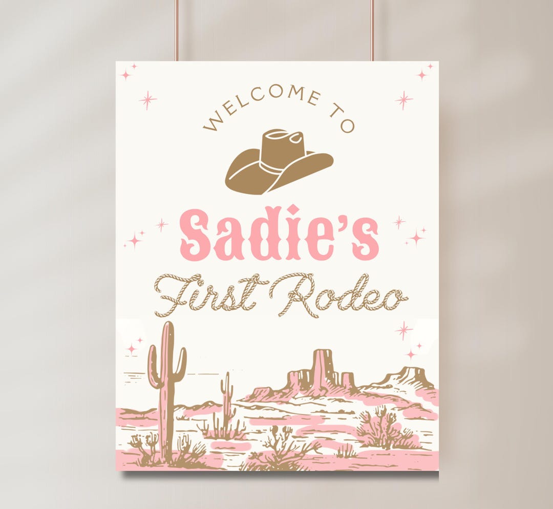 Editable My First Rodeo Birthday Party Cowboy Welcome Sign Decorations ...