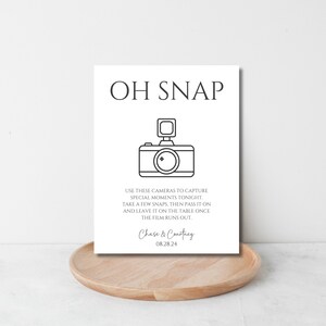 Editable Oh Snap Wedding Sign Disposable Camera Sign Can't Wait to See ...