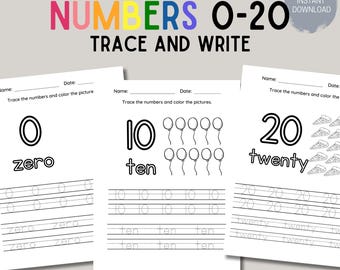 20 Number Tracing Worksheets, Traceable Numbers, Preschool Worksheets ...