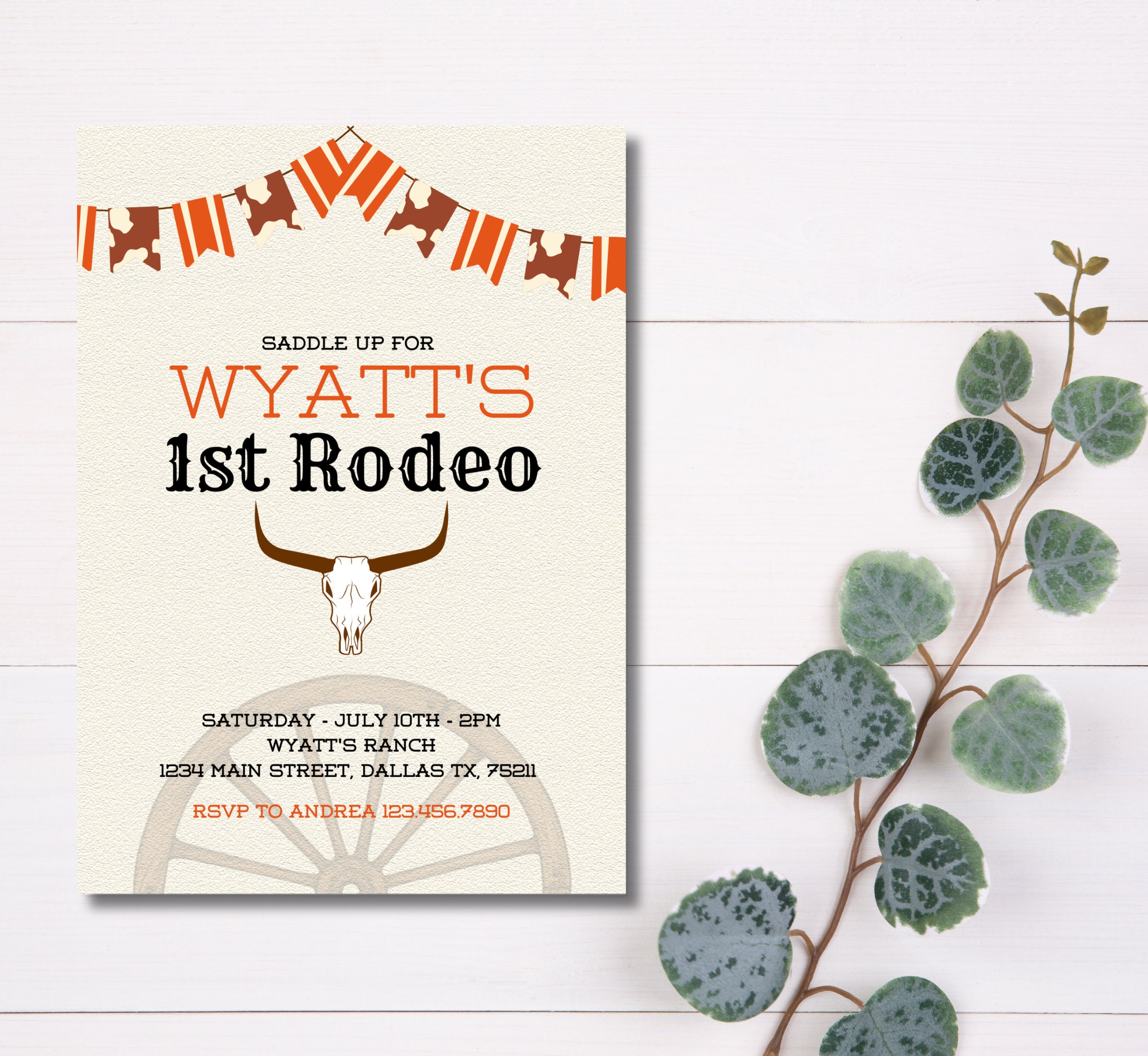 MY FIRST RODEO Birthday Invitation Template Editable Cowboy - Etsy