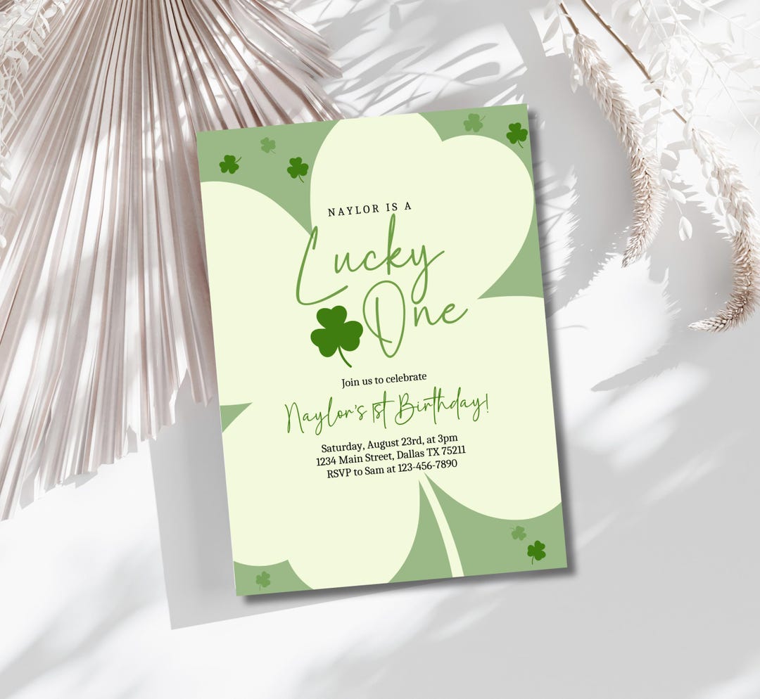 Editable Lucky One Birthday Invitation, 1st Birthday Invite, Lucky One ...