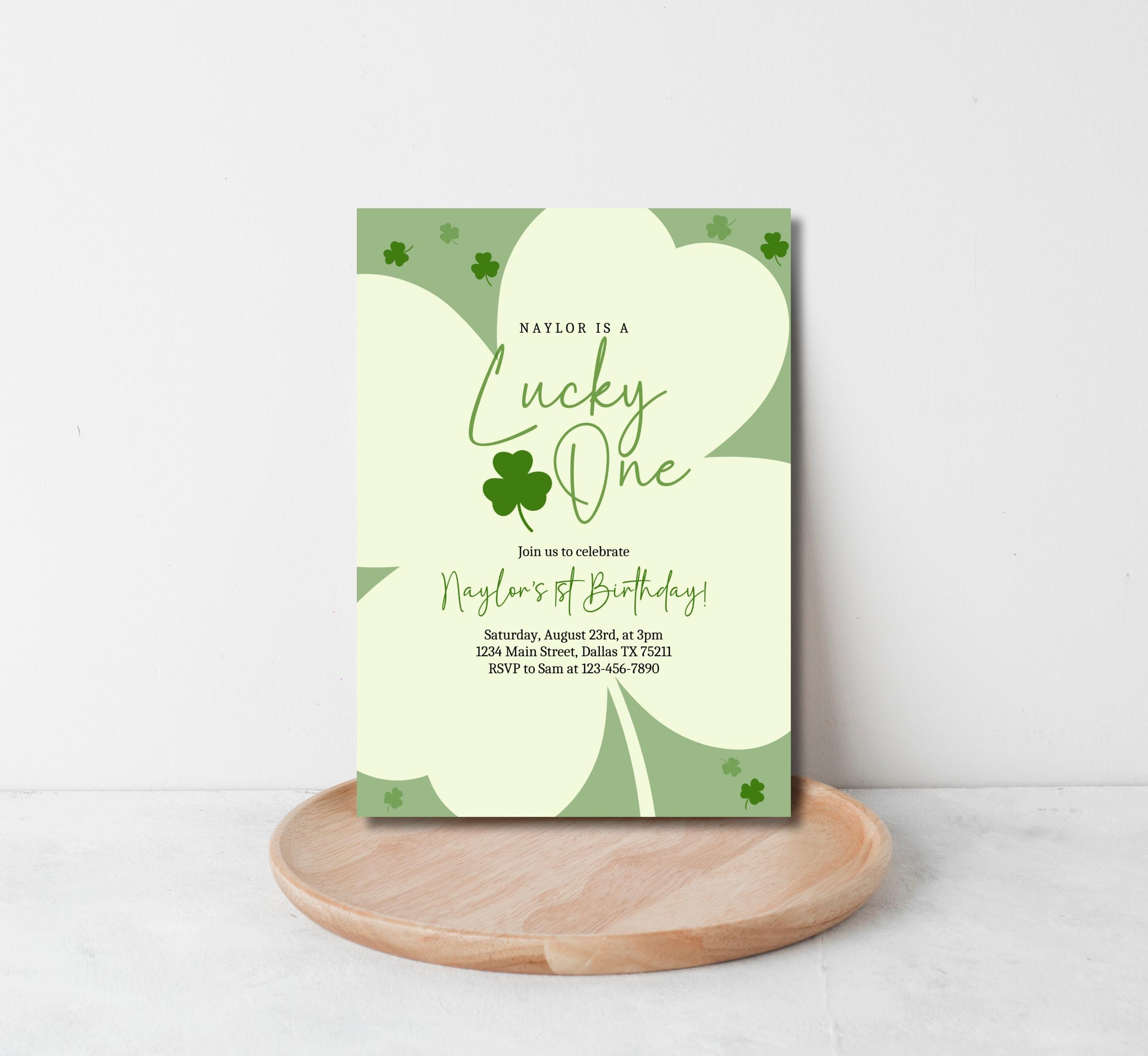 Editable Lucky One Birthday Invitation, 1st Birthday Invite, Lucky One ...