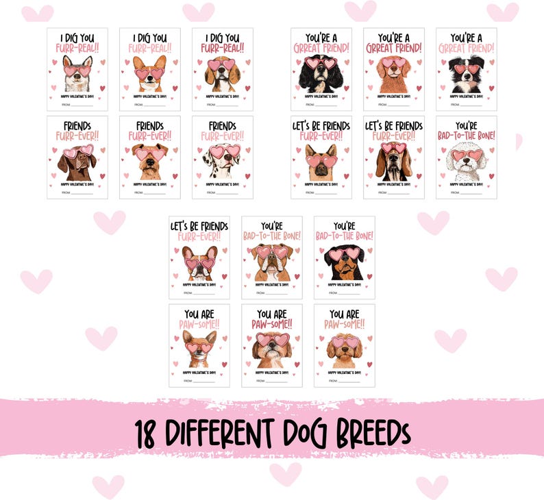 Printable Puppy Dog Valentine Cards, Classroom Valentines Day Cards ...