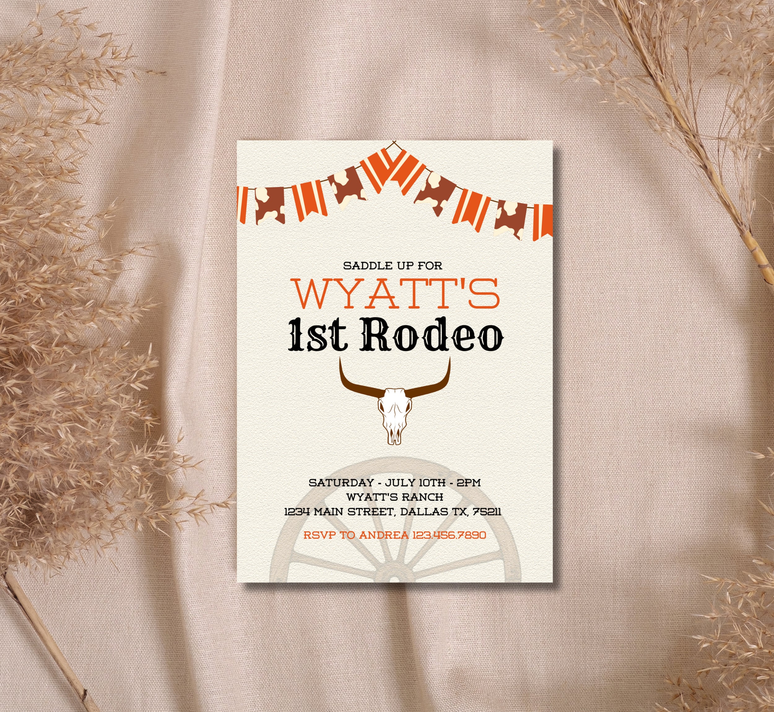 MY FIRST RODEO Birthday Invitation Template Editable Cowboy - Etsy