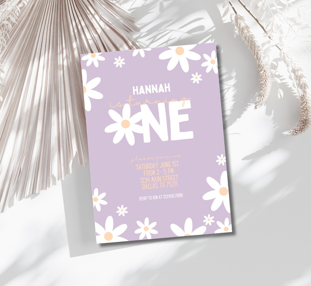 Daisy First Birthday Invitation Retro Daisy 1st Birthday Invite Groovy ...