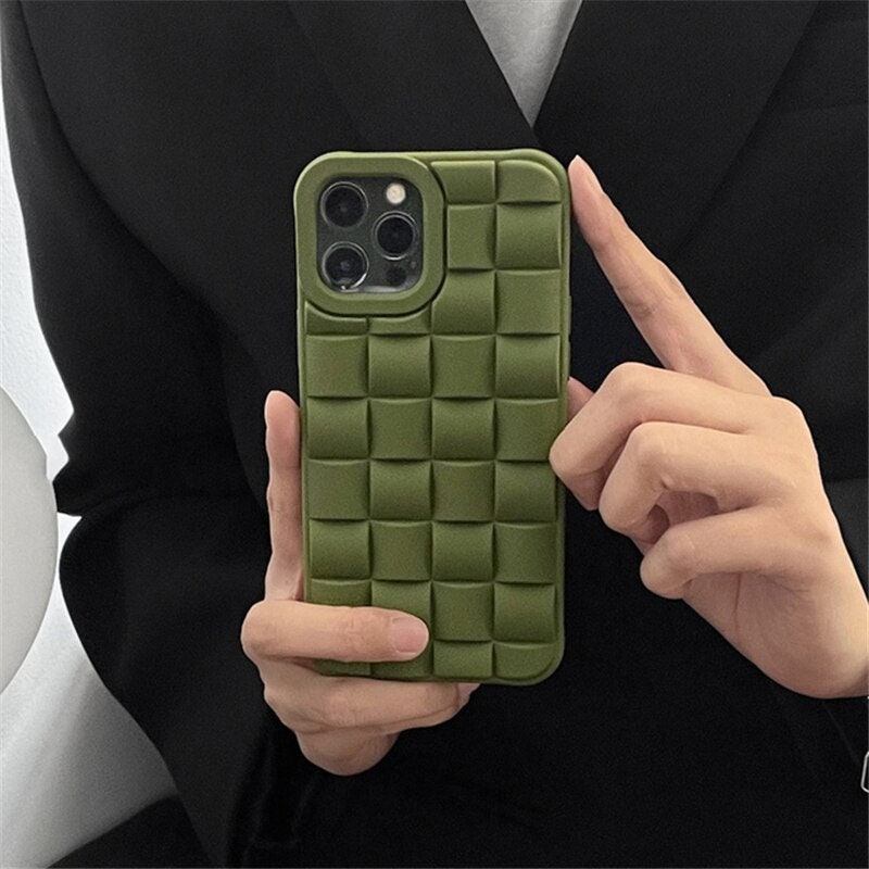 3D Cube Weave Plaid Checker Pattern Phone Case Soft Silicone Puffer ...