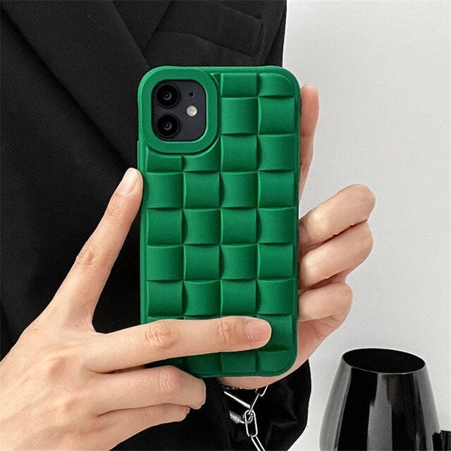 3D Cube Weave Plaid Checker Pattern Phone Case Soft Silicone Puffer ...
