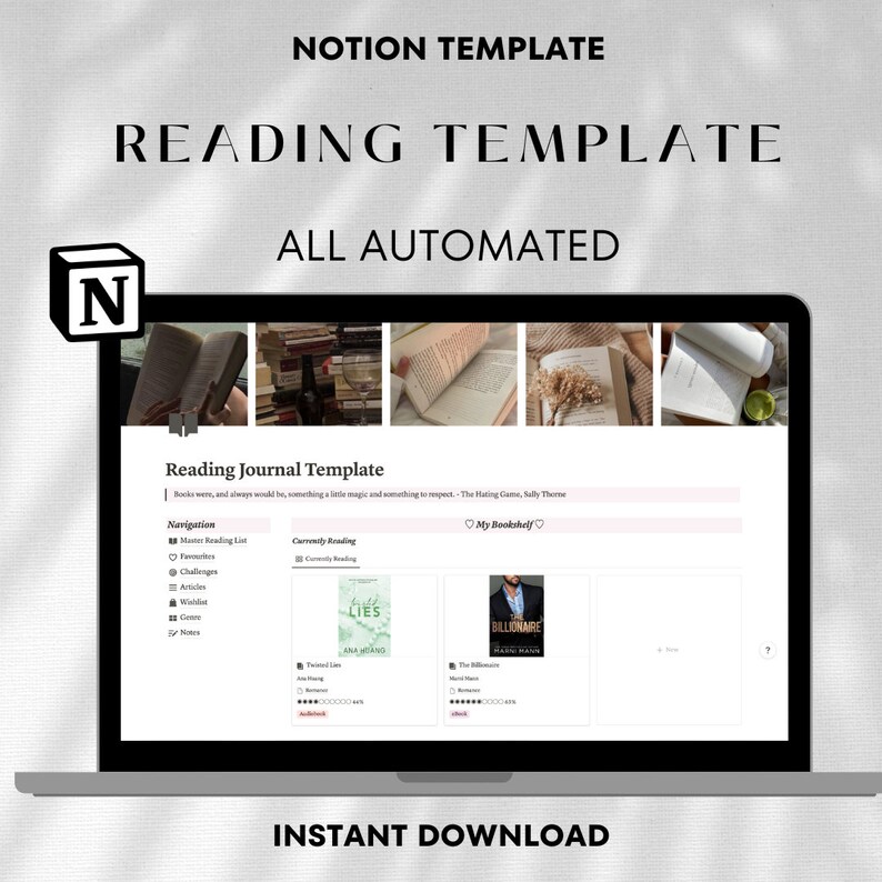 Notion Reading Journal Reading Tracker Book Tracker - Etsy