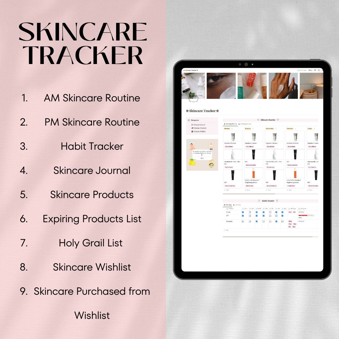 Notion Template Skincare Tracker, Self Care Planner, Habit Tracker ...
