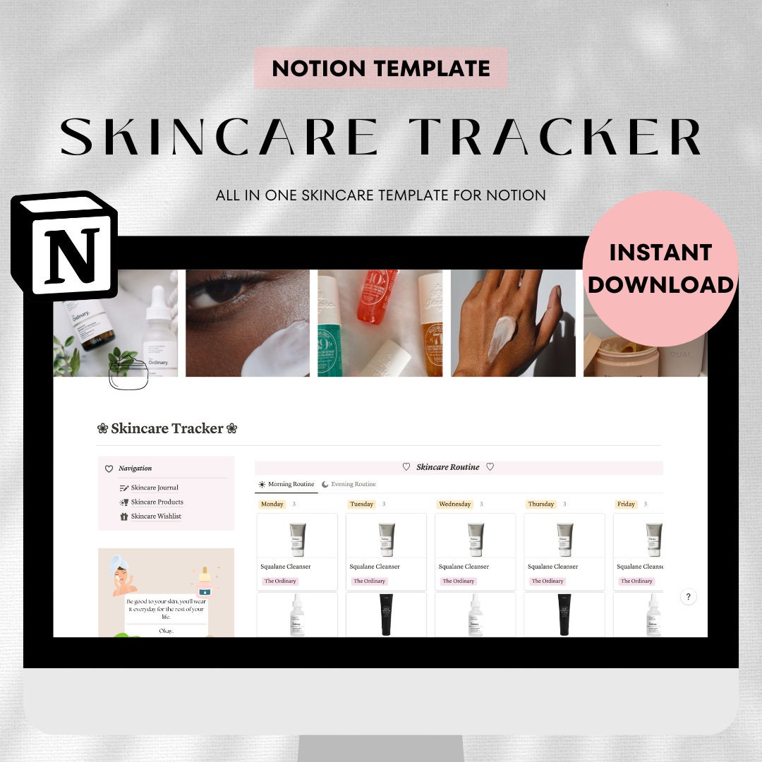 Notion Template Skincare Tracker, Self Care Planner, Habit Tracker ...