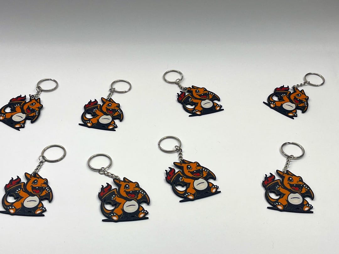 Charizard Keychain Pokemon Gift – Fire Dragon Key Ring – Gamer Anime ...