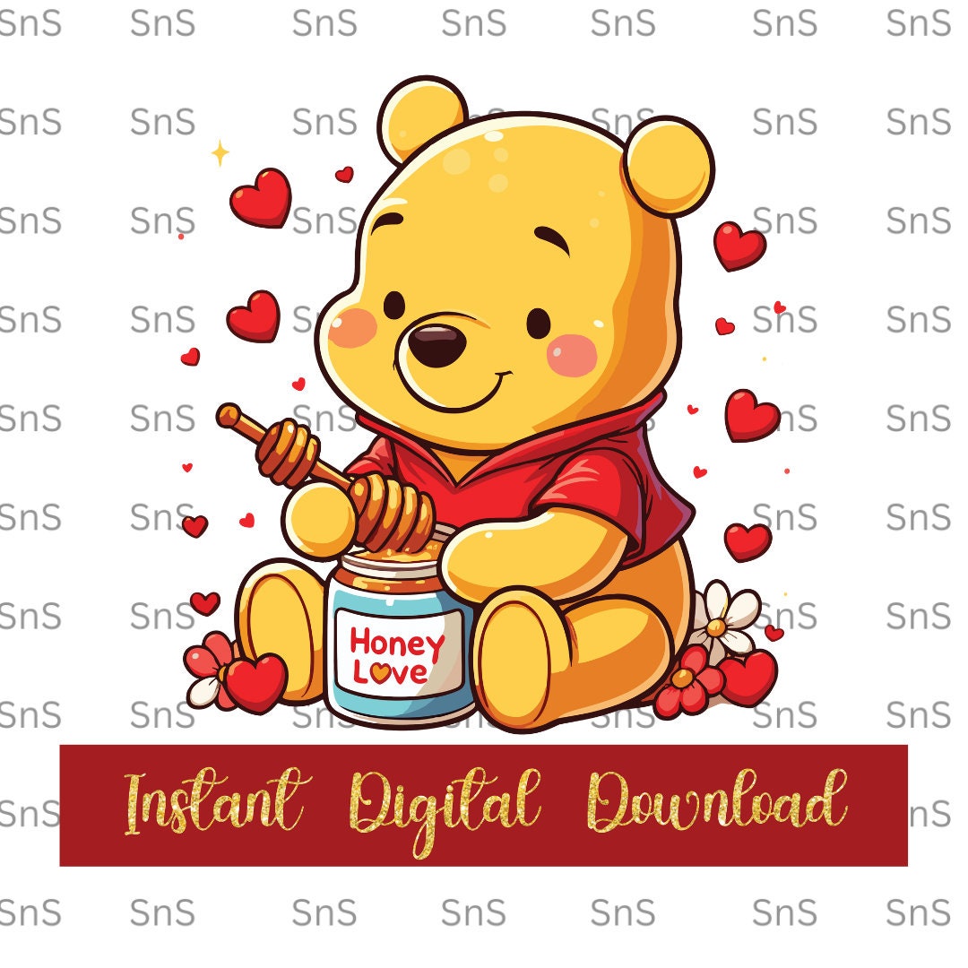 Winni the Poh Png, Poh Love Png, Bear With Honey Pot Png, Cartoon Poh ...