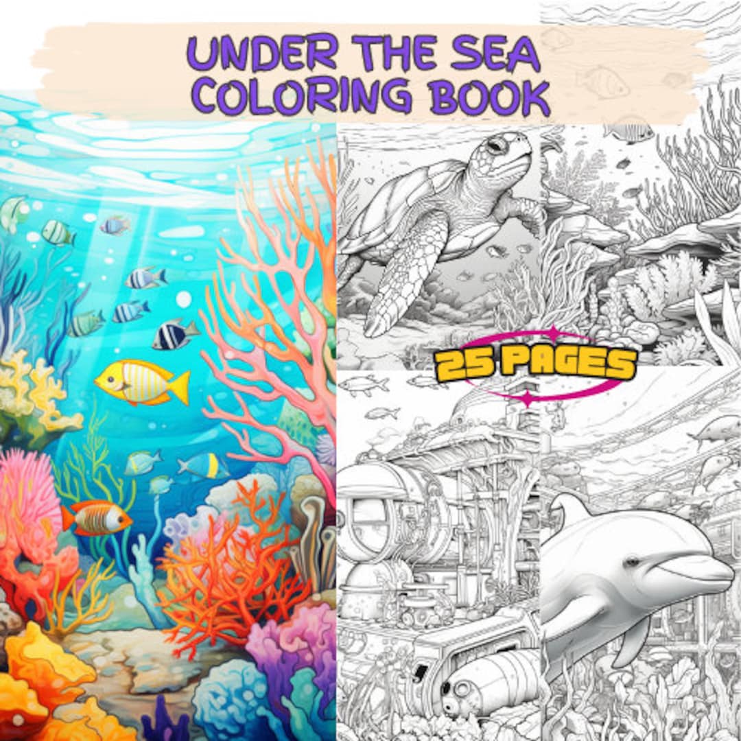 25 Under the Sea-themed Coloring Pages, Adult Coloring Book, Digital ...