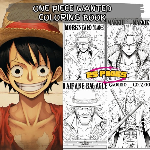 25 One Piece Wanted Coloring Pages, Adultkids Coloring Book, Digital ...