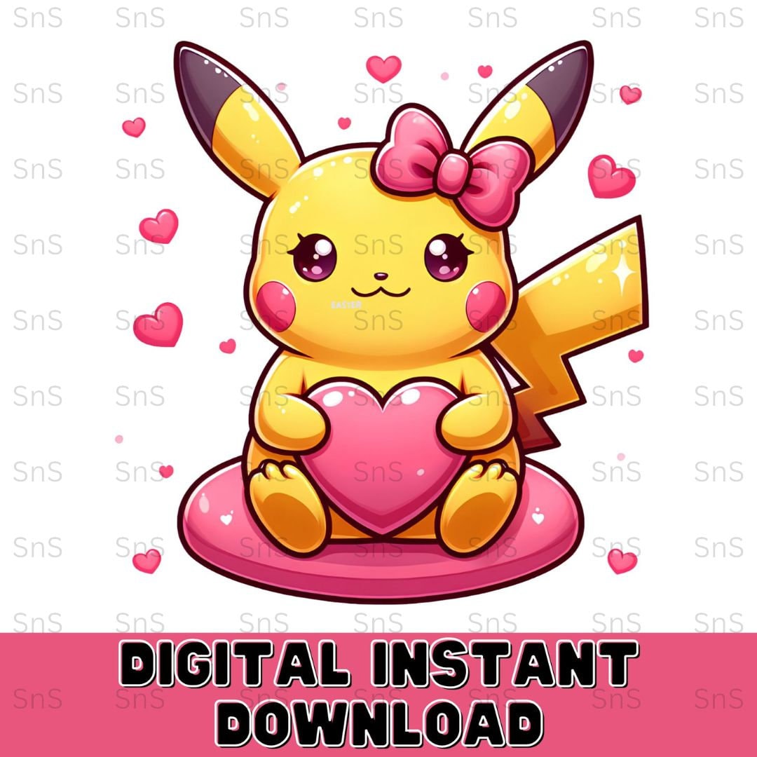 Poke Love Png, Pikachu Holding Heart Png, Poke Love Png, Kawaii Poke ...