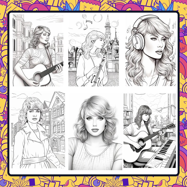 25 Taylor Swiftie-themed Coloring Pages, Taylor Swiftie Merch Coloring ...