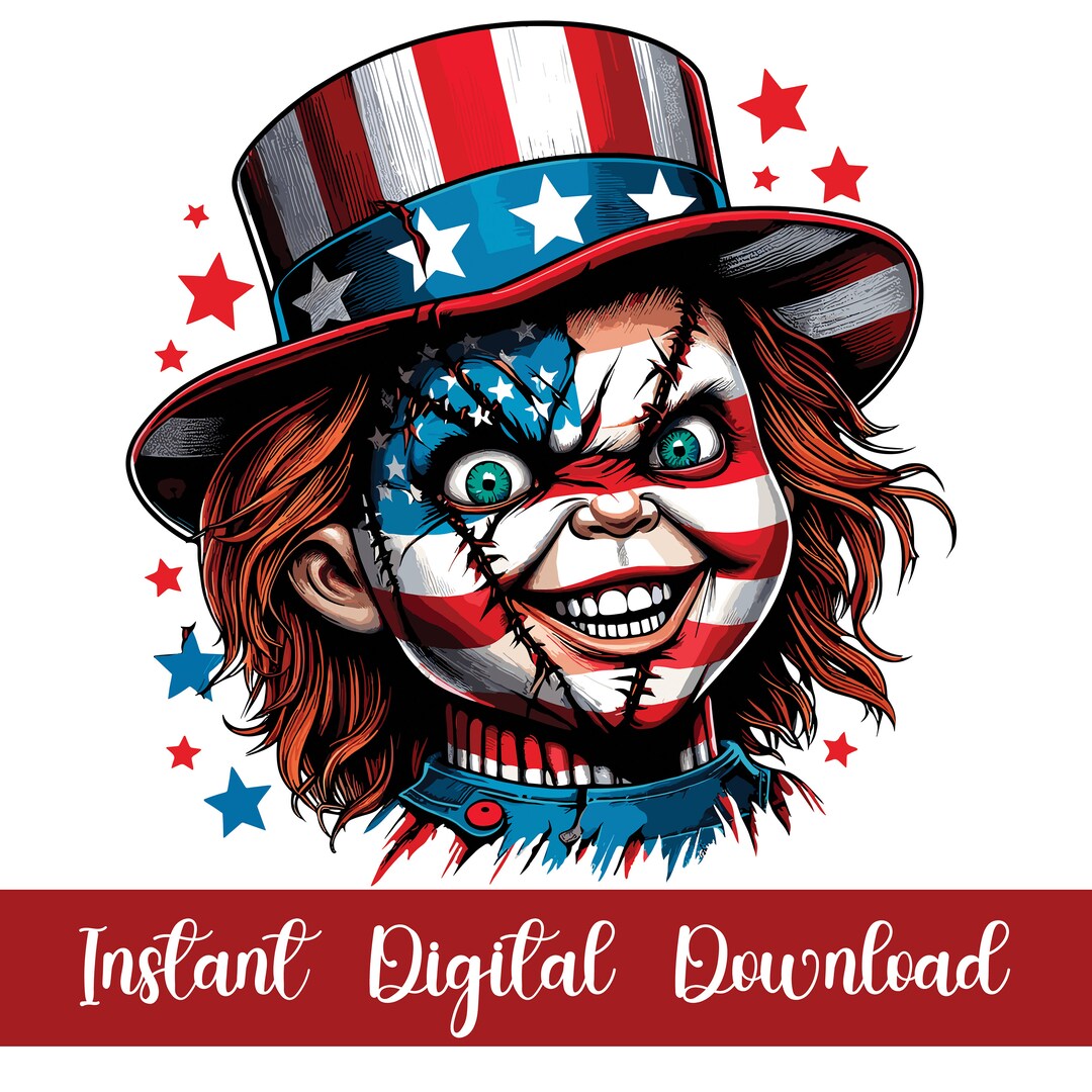 Chucky 4th of July Png, Happy Fourth of July Png, American Flag Png ...