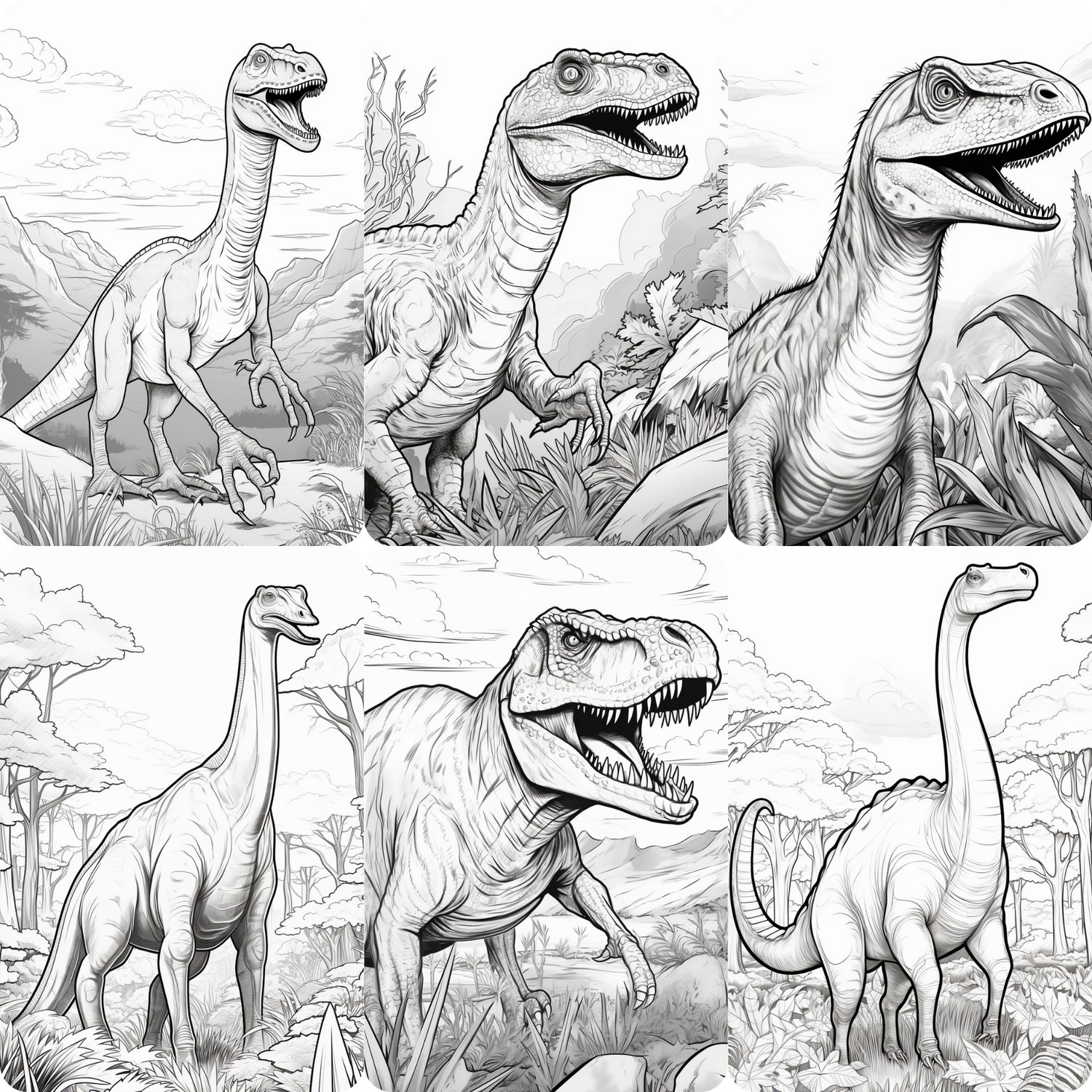 25 Dinosaur-themed Coloring Pages Adult and Kids Coloring - Etsy
