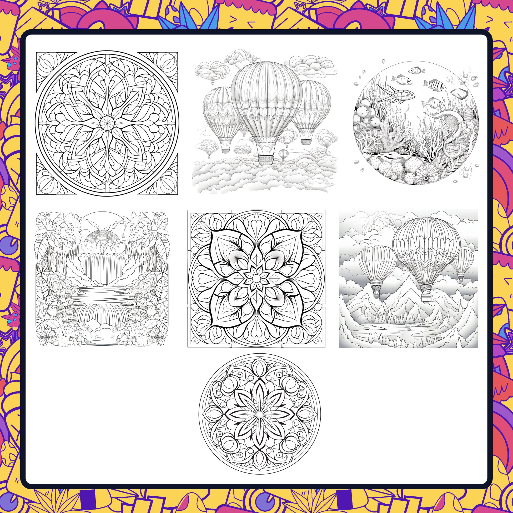 25 Artful Serenity-themed Coloring Pages, Adult Coloring Book, Digital ...