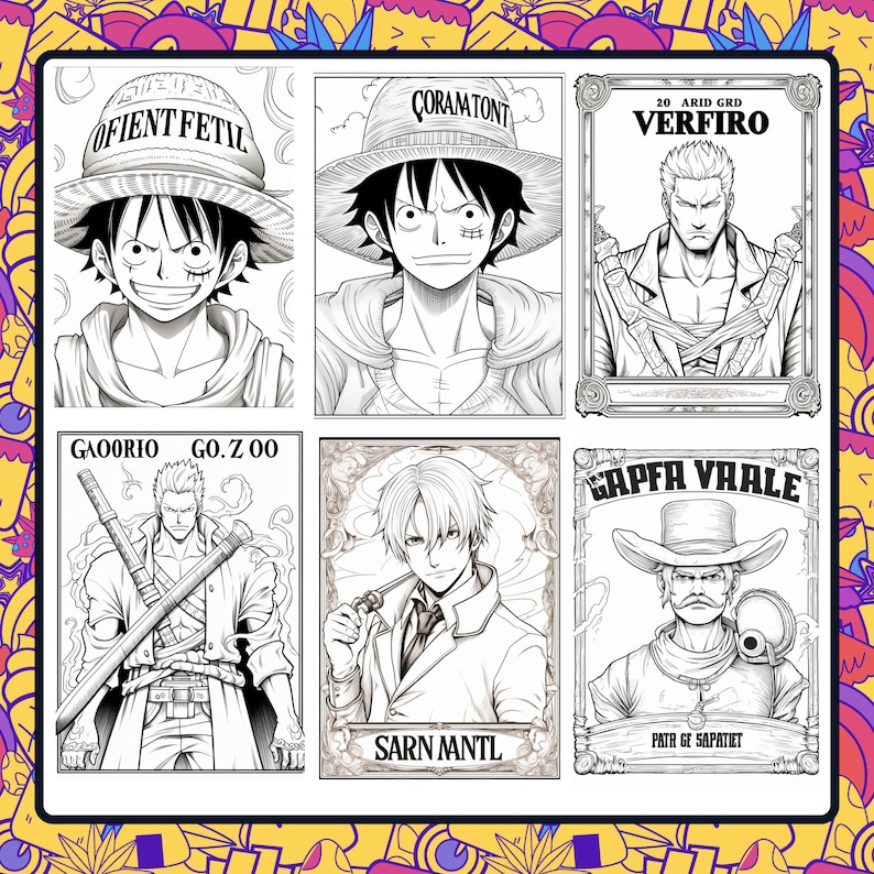 25 One Piece Wanted Coloring Pages, Adultkids Coloring Book, Digital ...