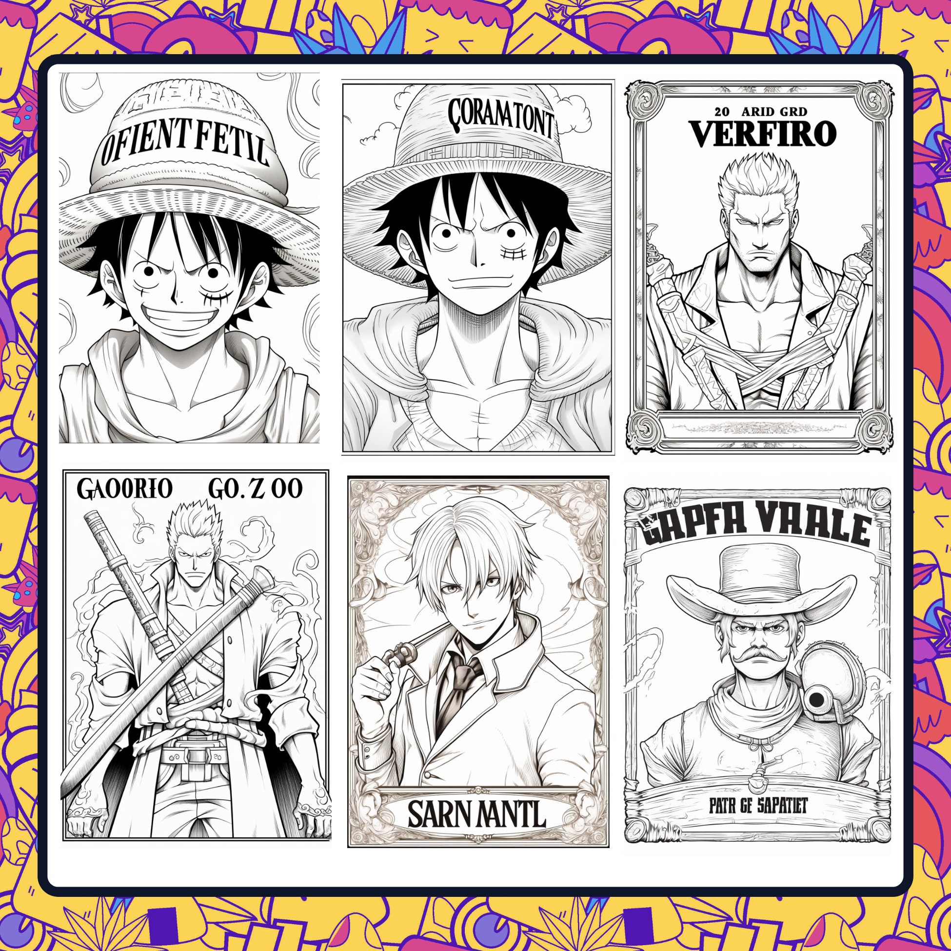 25 One Piece Wanted Coloring Pages, Adultkids Coloring Book, Digital ...