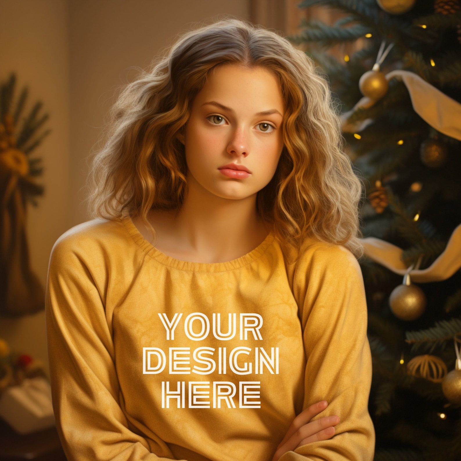 Gildan 18000 Sand Mockup, Gildan Sand Sweatshirt Mockup, Sweatshirt ...