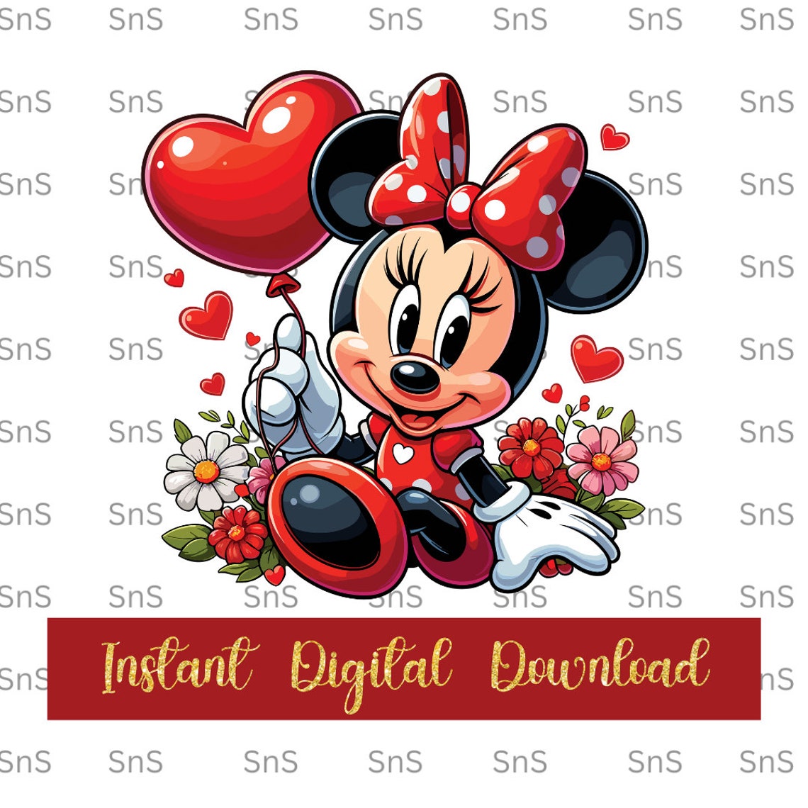 Micky Mous Love Png, Retro Love Png, Heart Png, Floral Png, Valentine's ...