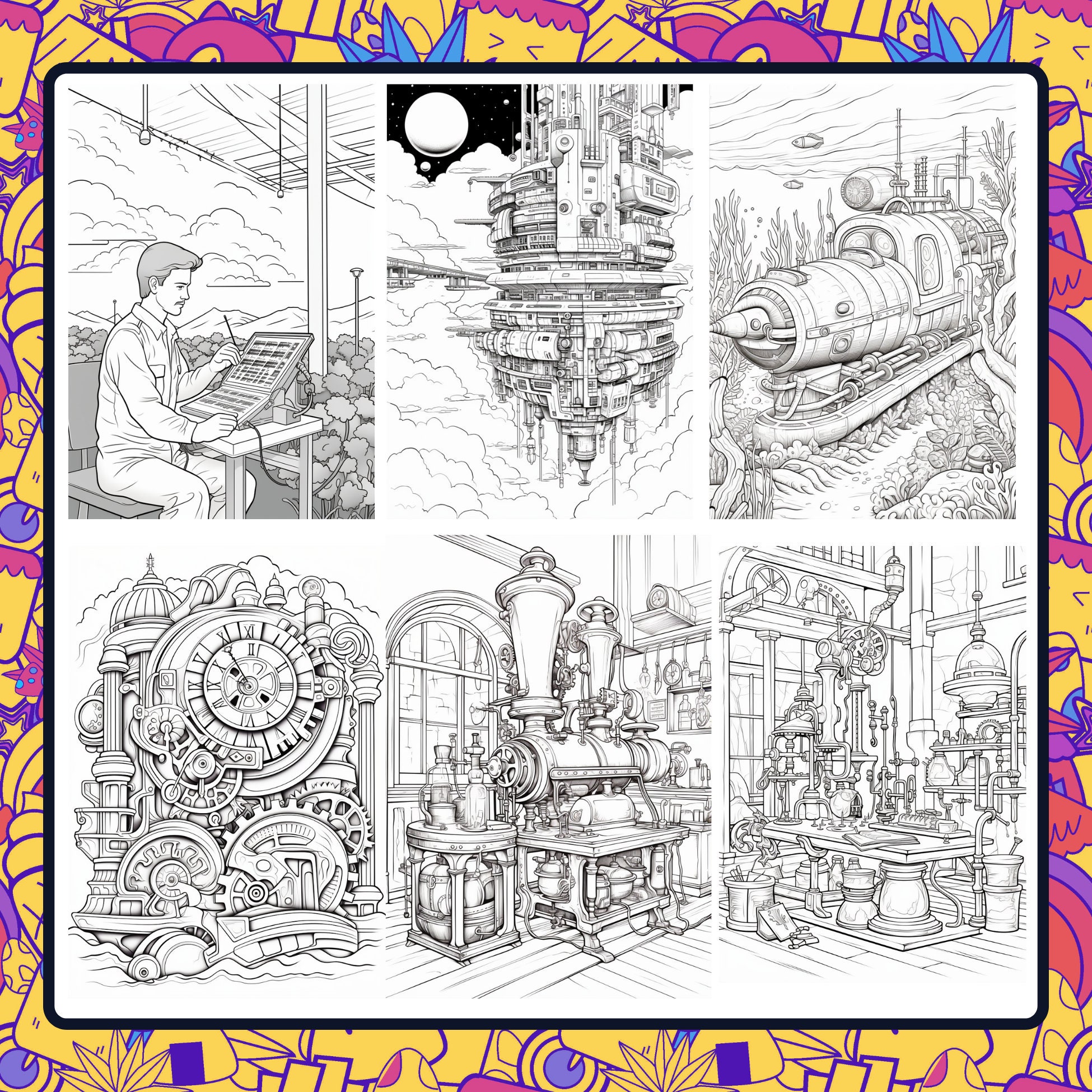 25 Incredible Inventions themed Coloring Pages Mandala - Etsy