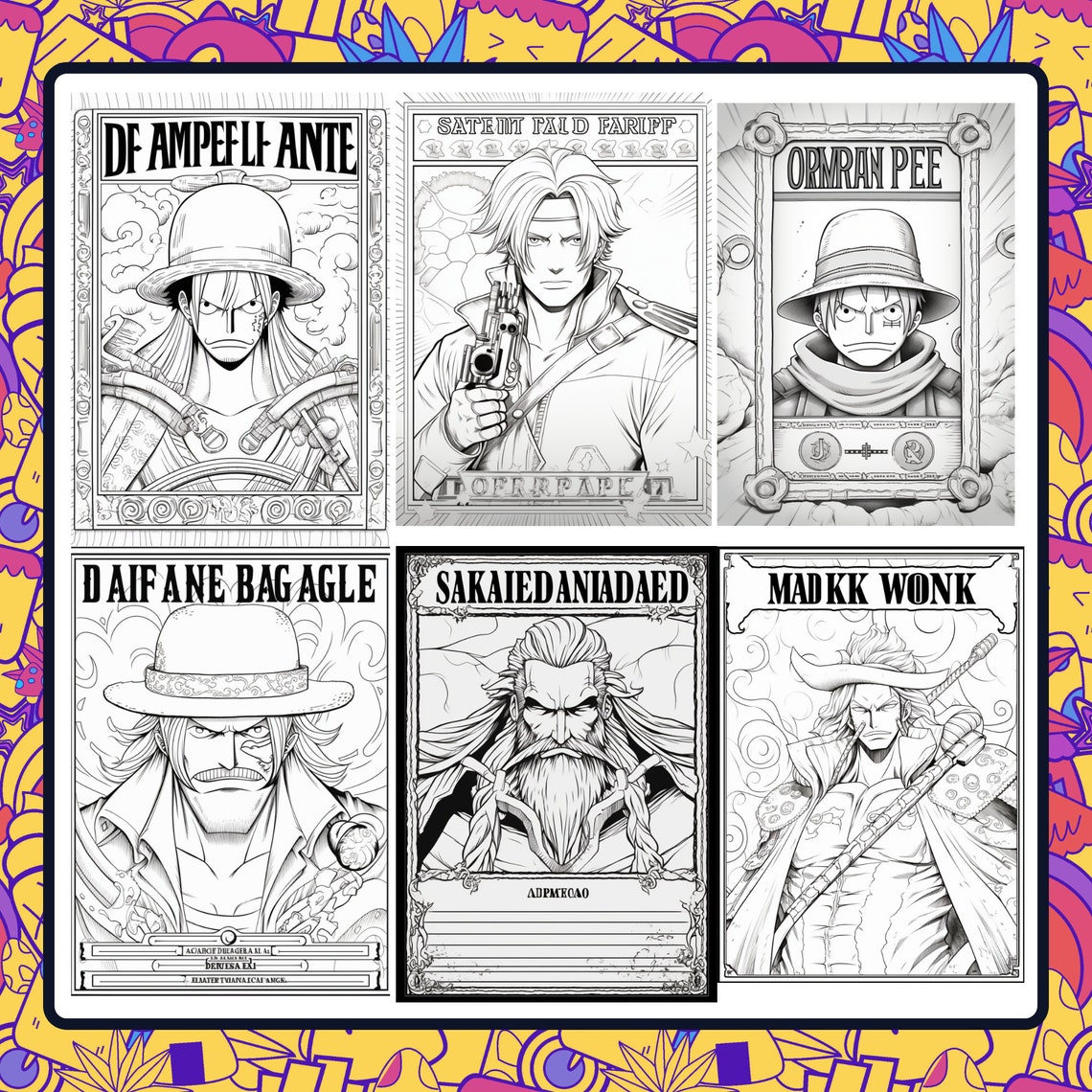 25 One Piece Wanted Coloring Pages, Adultkids Coloring Book, Digital ...