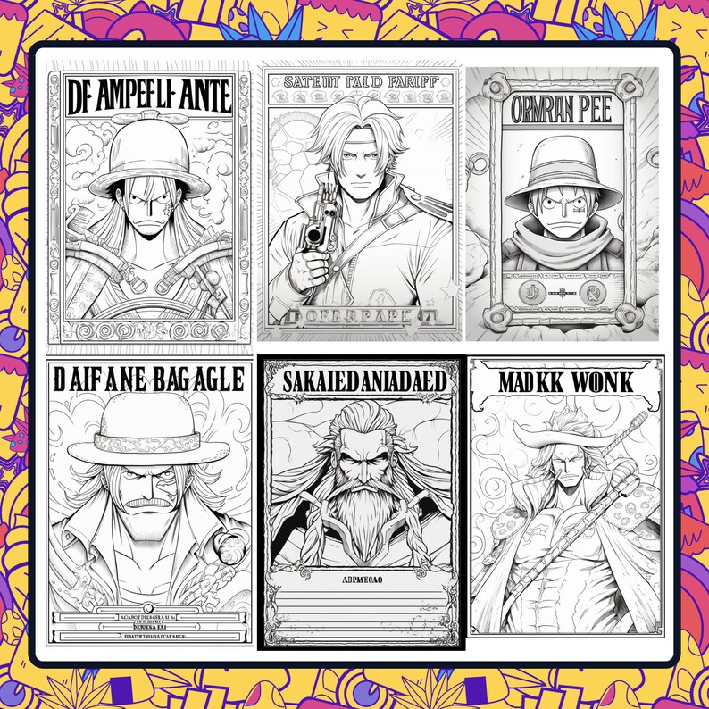 25 One Piece Wanted Coloring Pages, Adultkids Coloring Book, Digital ...