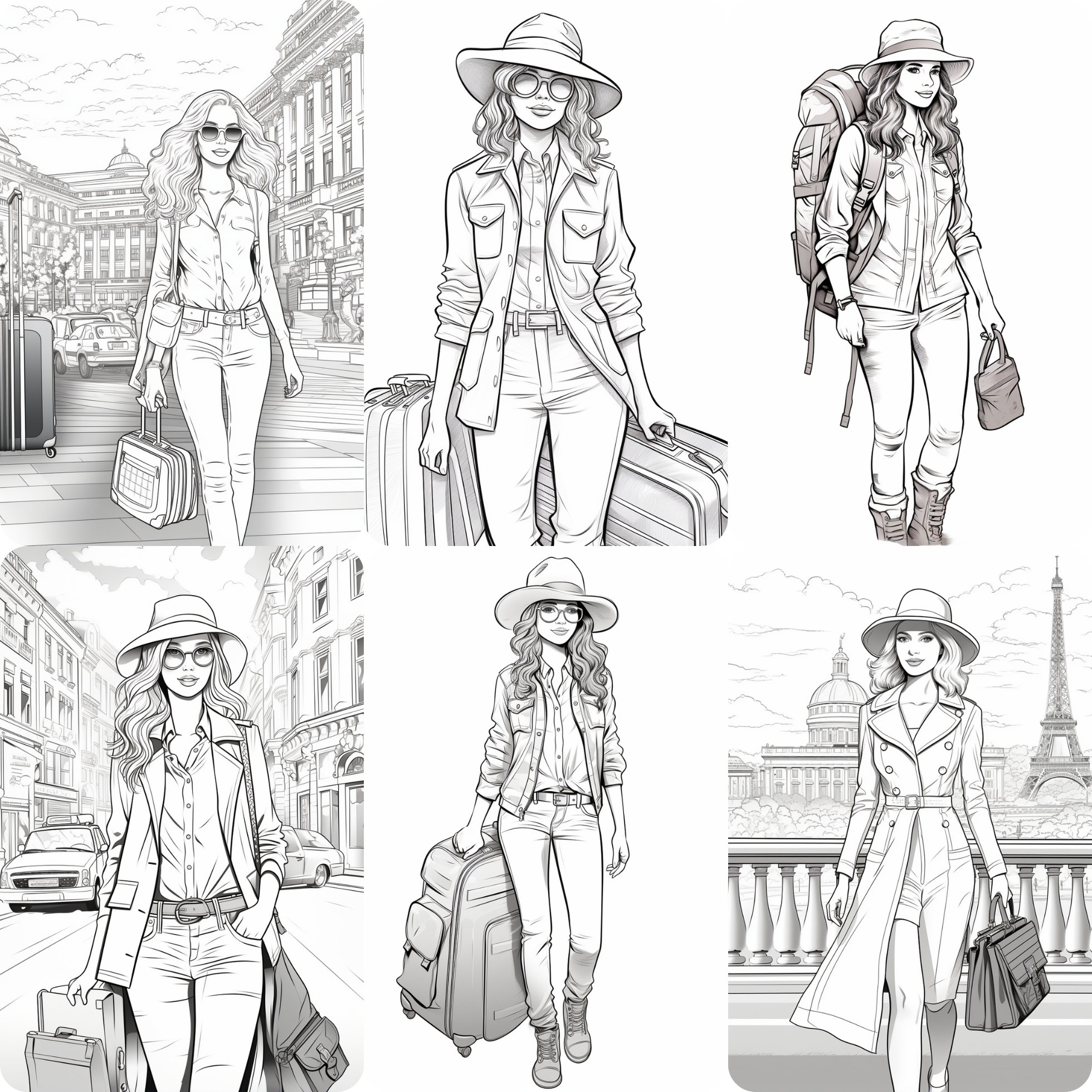 25 Travelling-themed Coloring Pages Adult Coloring Book - Etsy