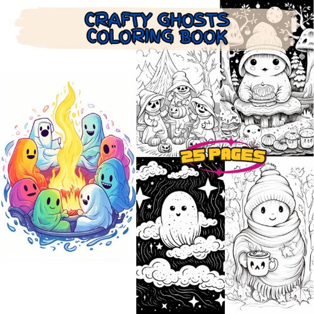 25 Crafty Ghosts-themed Coloring Pages, Halloween Art, Digital Print ...