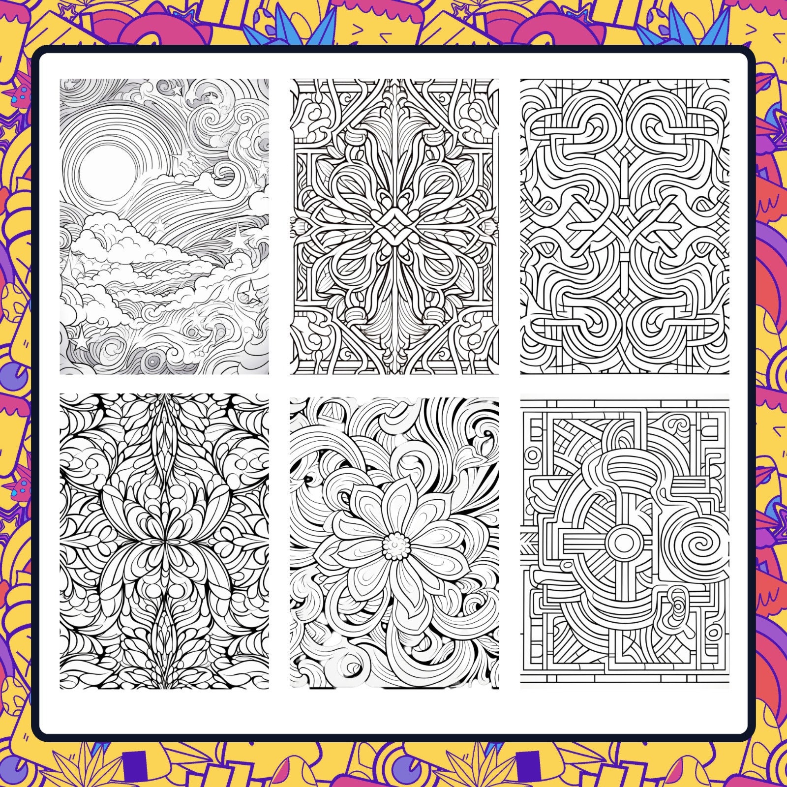 25 Intricate Patterns-themed Coloring Pages Adult Coloring - Etsy
